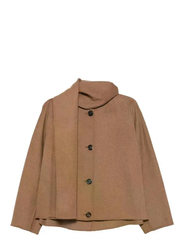 Max Mara Wool Jacket With Scarf - Brown