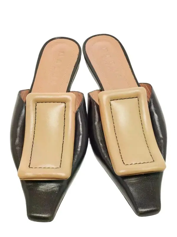 Marni Padded Buckle Detail Mules - Black