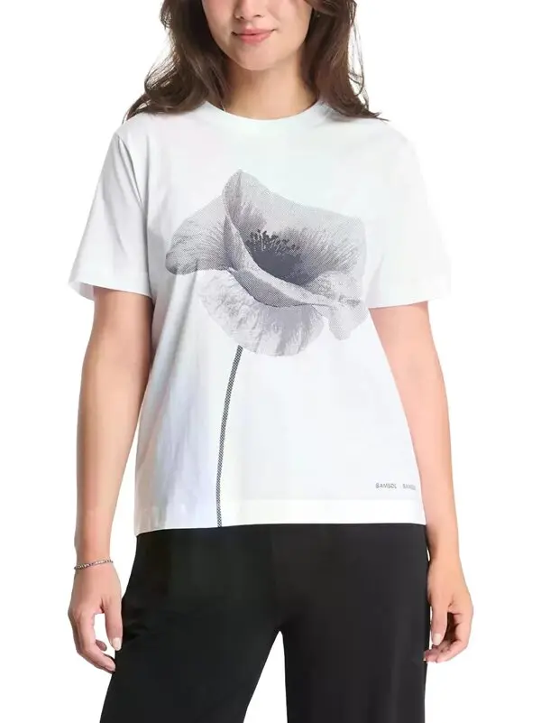 SAMSOE SAMSOE Floral Print Crewneck T-shirt - White