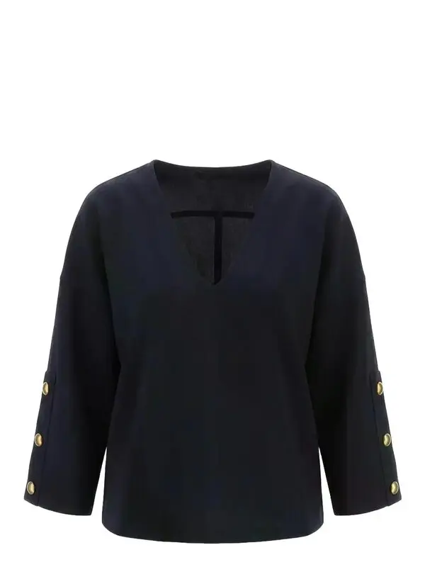 Max Mara Button-detail V-neck Top - Blue