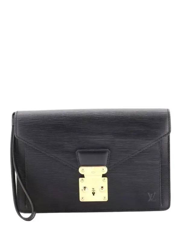 LOUIS VUITTON Dragonne Pochette Epi Leather Clutch Bag - Black