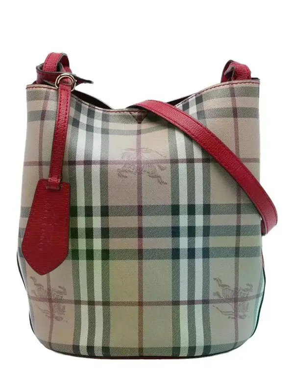 Burberry 2000-2017 Haymarket Check Coated Canvas Lorne Bucket Bag - Red