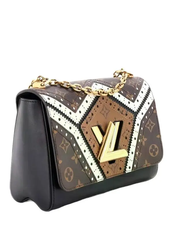 LOUIS VUITTON Twist Handbag Limited Edition Brogue Reverse Monogram Canvas And Leather Mm Shoulder Bag - Brown