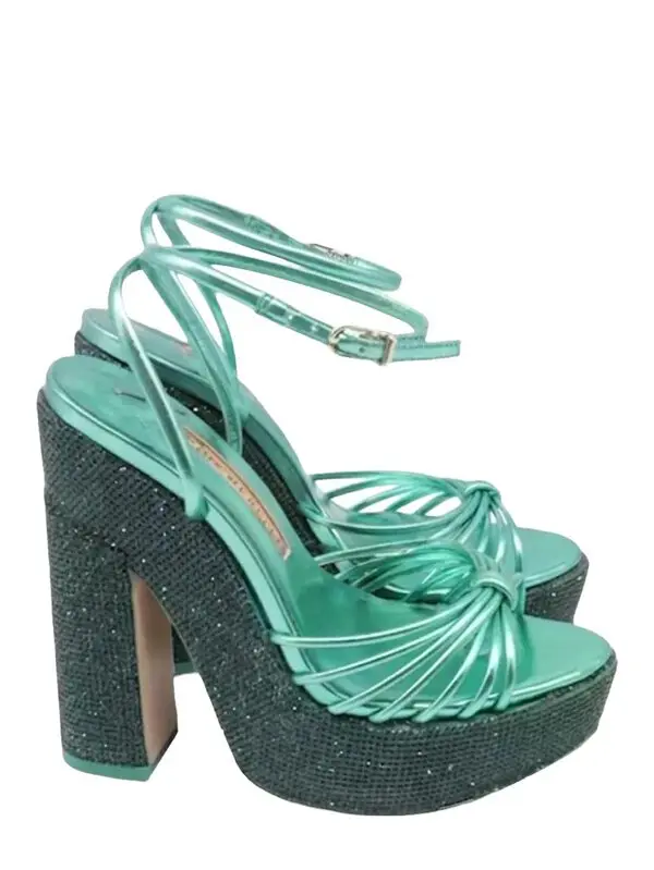 SOPHIA WEBSTER Metallic Knot Detail Platform Sandals - Green