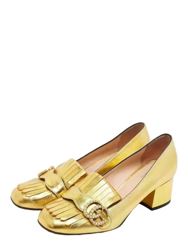 Gucci Gg Marmont Heeled Pumps - Gold