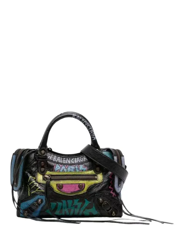 Balenciaga Mini Lambskin Classic City Satchel - Black