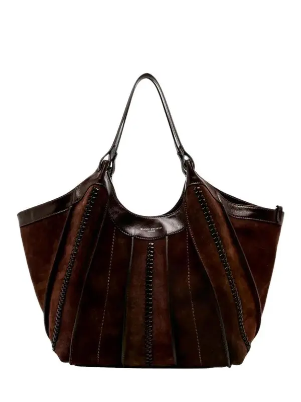 GIANNI CHIARINI Large Dua Tote Bag In Espresso Suede - Brown