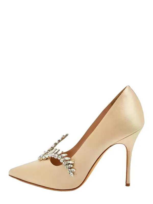 Manolo Blahnik Nadira Crystal-embellished Pumps - Neutrals