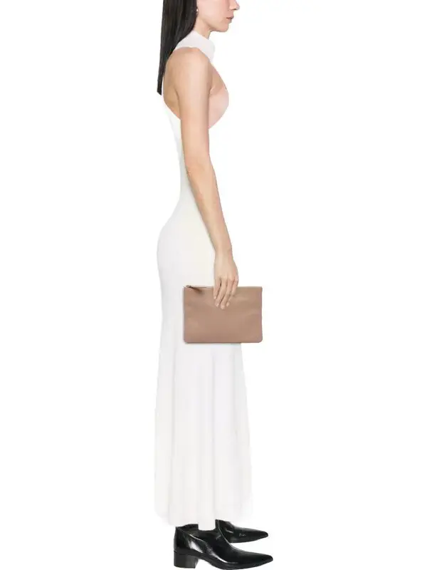 Burberry Pebbled Leather Clutch Bag - Brown