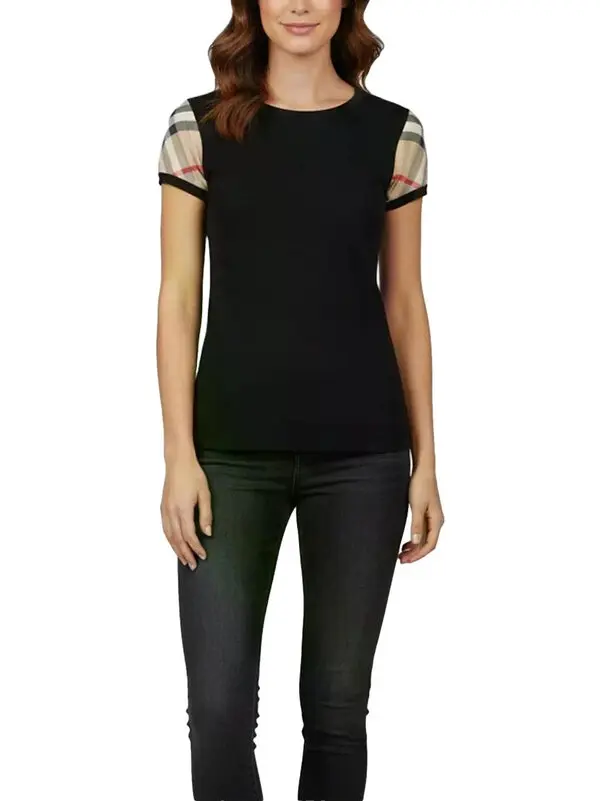 Burberry Check-panel T-shirt - Black