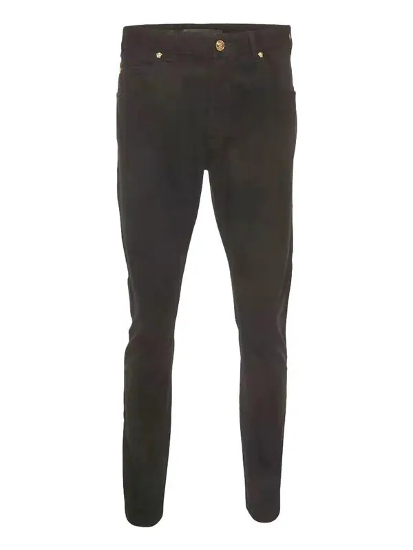 Versace Slim-leg Jeans With Gold-tone Medusa Hardware - Black