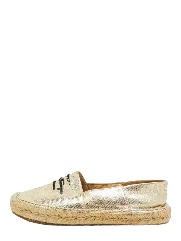 FERRAGAMO Susana Logo-embroidered Flat Espadrilles - Gold