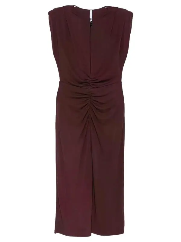 Imperial Ruched Keyhole Detail Dress - Brown
