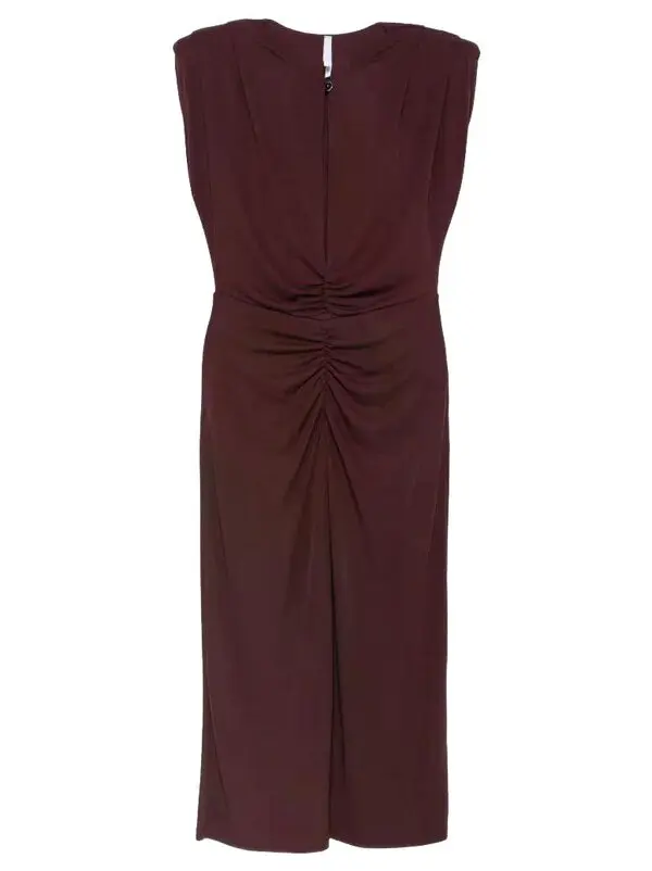 Imperial Ruched Keyhole Detail Dress - Brown