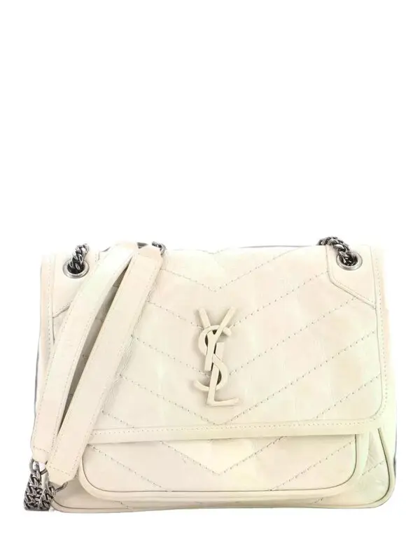 Saint Laurent Niki Chain Flap Bag Matelasse Chevron Leather Baby Shoulder Bag - Neutrals