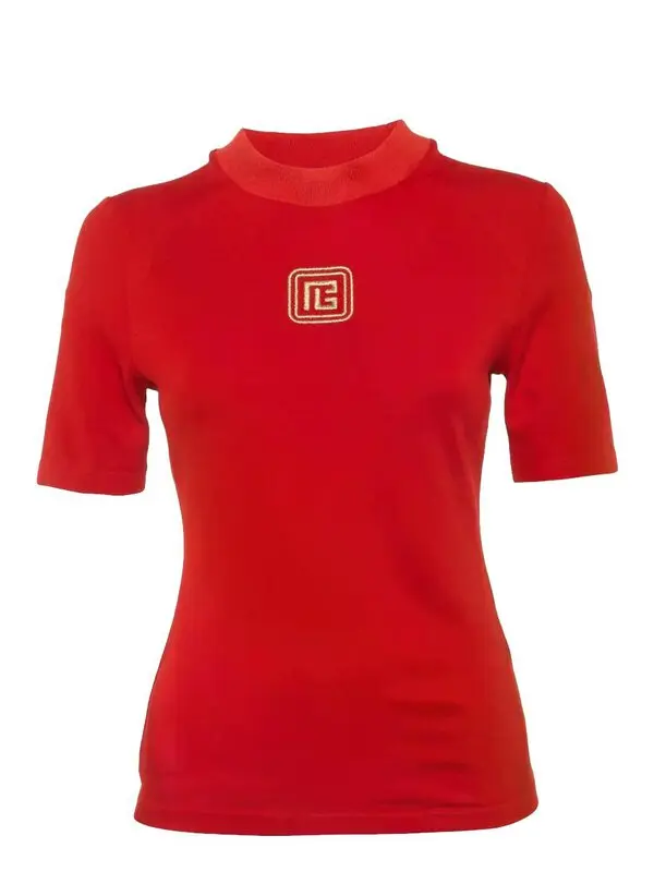 Balmain Logo-embroidered T-shirt - Red