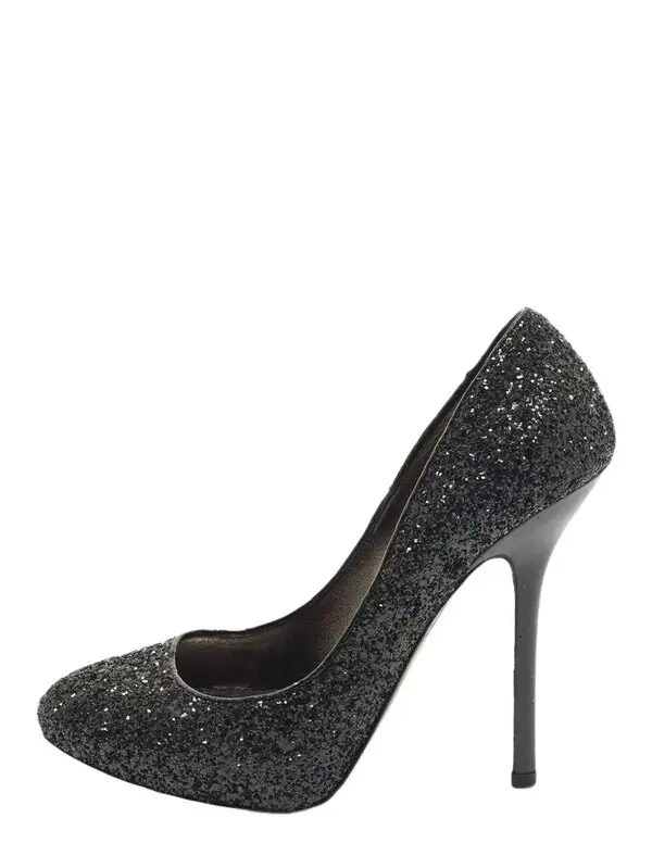 Miu Miu Glitter Round-toe Stiletto Pumps - Black