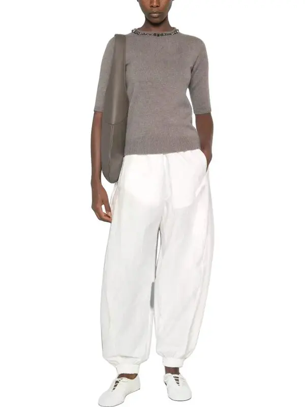 Fabiana Filippi Embellished Round Neck Fine Knit Sweater - Grey