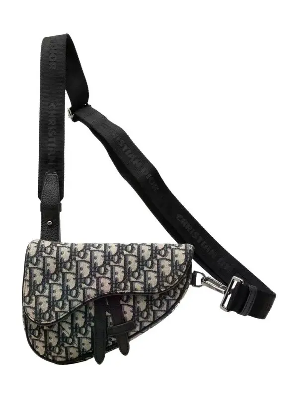 Dior 2020 Mini Oblique Canvas Saddle Belt Bag Satchel - Blue