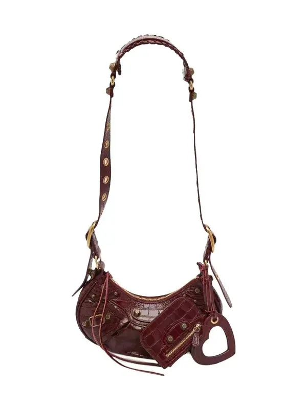 Balenciaga Le Cagole Croc-embossed Shoulder Bag - Red