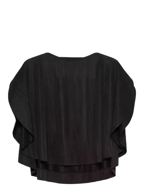 Issey Miyake Pleated Cape-sleeve Top - Black