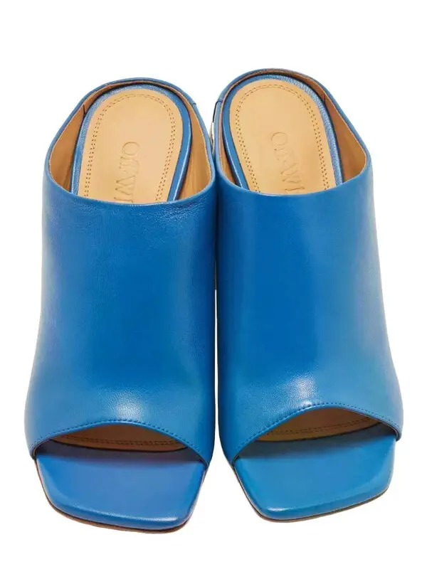 Off-White Metallic Sculptural Block Heel Sandals - Blue