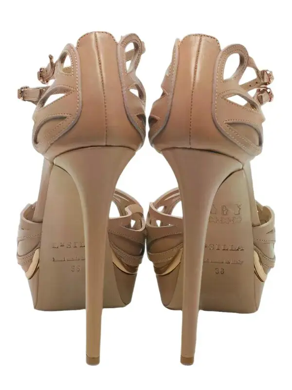 LE SILLA Laser-cut Leather Platform Stiletto Sandals - Neutrals