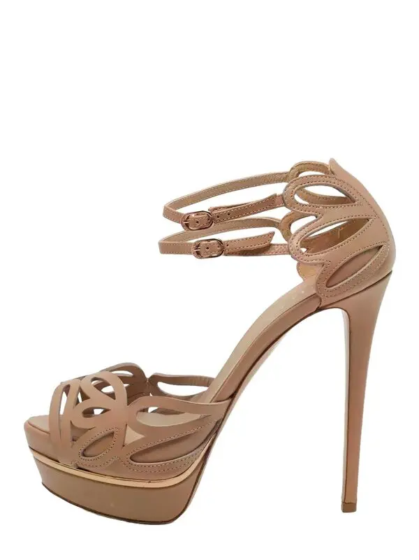 LE SILLA Laser-cut Leather Platform Sandals - Neutrals