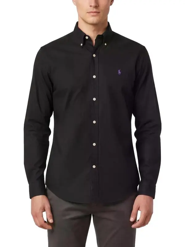 Polo Ralph Lauren Embroidered-logo Poplin Shirt - Black