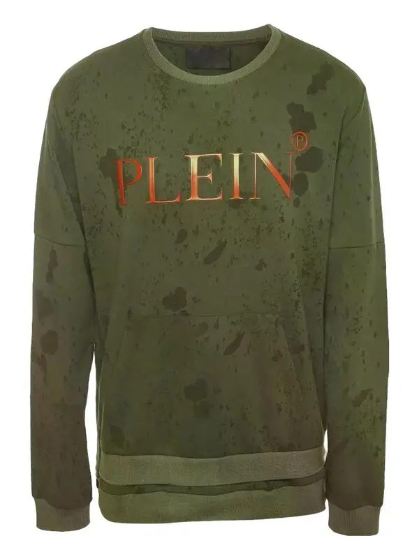 Philipp Plein Distressed Side-zip Sweater - Green