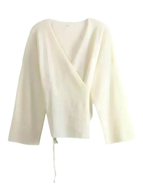 TAIGA TAKAHASHI Raw White Knitted Wrap Cardigan - Neutrals