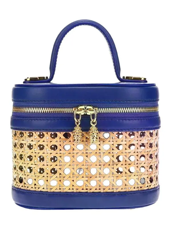 Tyler Ellis Small Victoria Wicker Leather Tote Bag - Blue