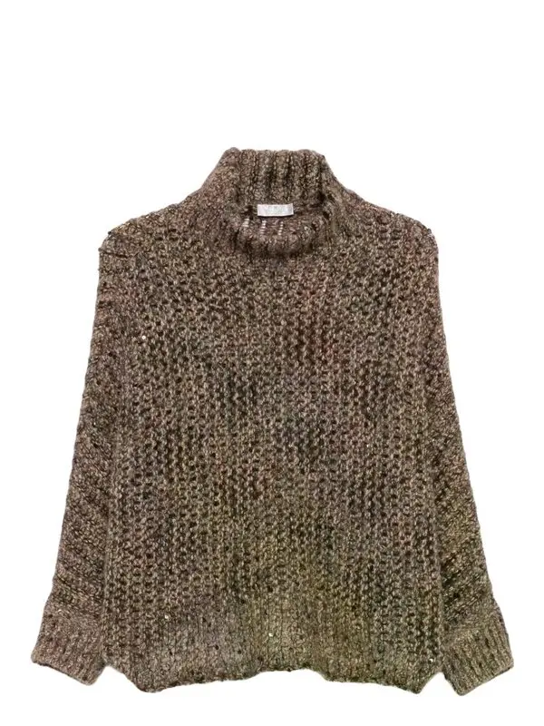 PANICALE Sequin Embellished Roll Neck Sweater - Brown