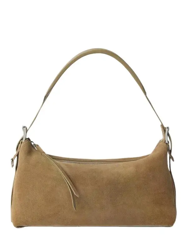 LEMAIRE Belted Suede Leather Baguette Bag - Neutrals