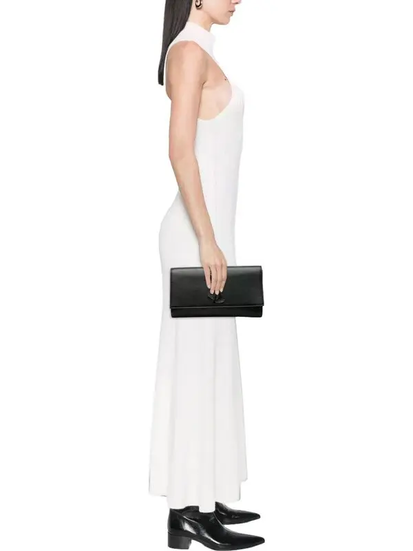 Saint Laurent 2000-2012 Large Calfskin Monogram Belle De Jour Clutch Bag - Black