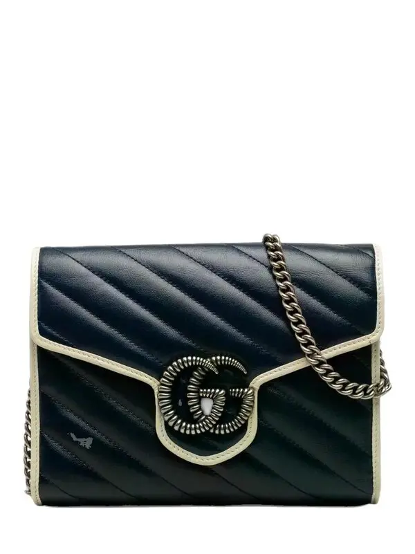Gucci Matelassé Wallet On Chain Crossbody Bag - Blue