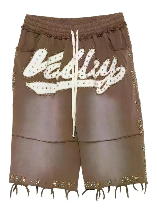 VALE FOREVER Embellished Logo-patch Shorts - Brown