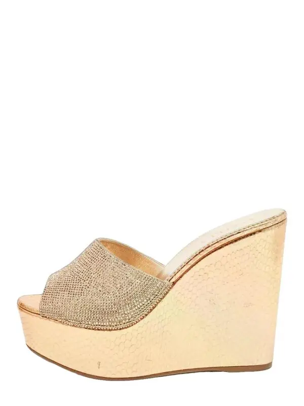 LE SILLA Crystal Python-embossed Wedge Sandals - Gold