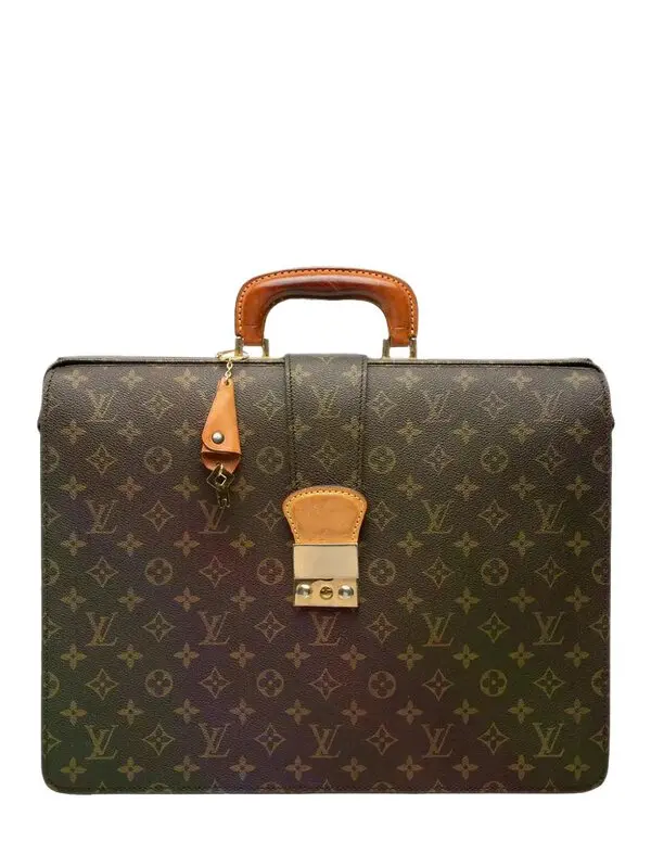LOUIS VUITTON 1983 Monogram Serviette Fermoir Business Bag - Brown