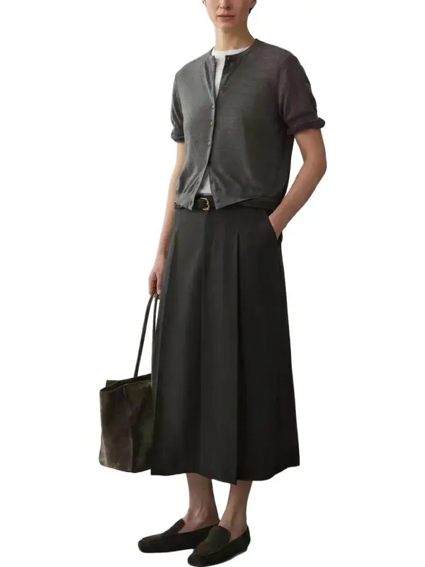 LESS A-line Pleated Skirt With Patch Pockets - Grey