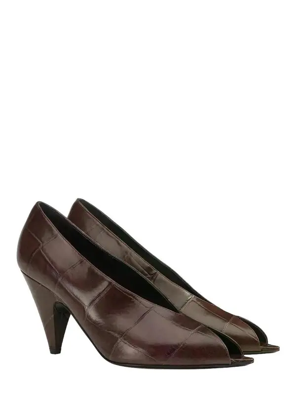 SERGIO ROSSI Beak Croc-effect Pumps - Brown