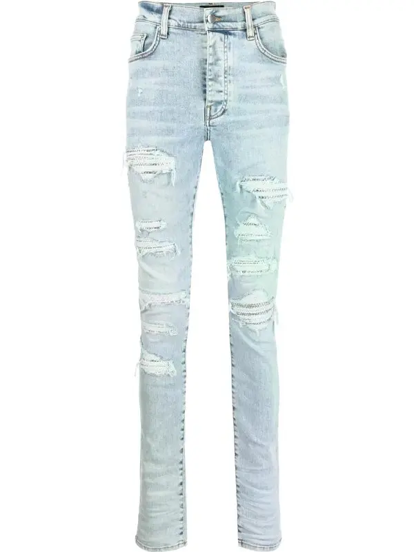 Amiri Distressed Skinny Jeans - Blue