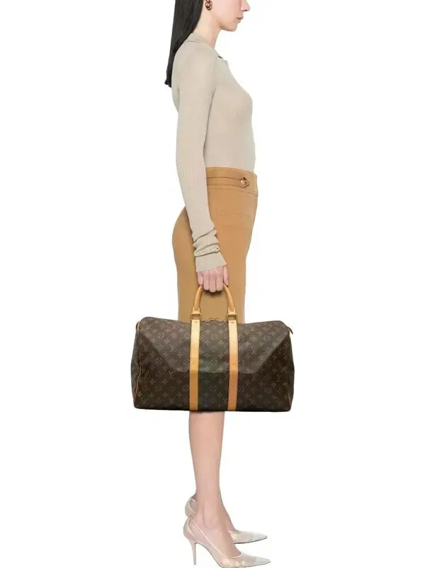 LOUIS VUITTON Monogram Keepall 45 Travel Bag - Brown