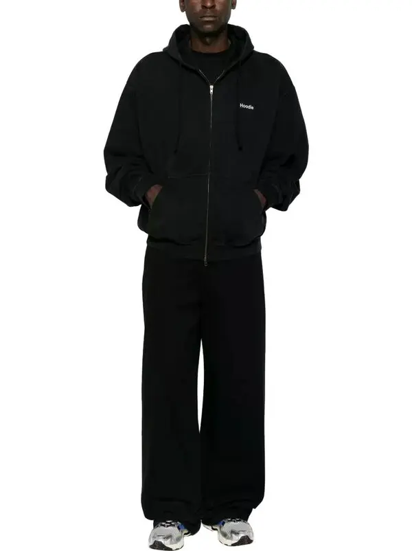 Vetements Logo-print Zip-up Hoodie - Black
