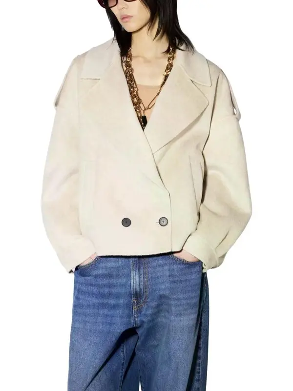 Liviana Conti Double-breasted Epaulette Coat - Neutrals