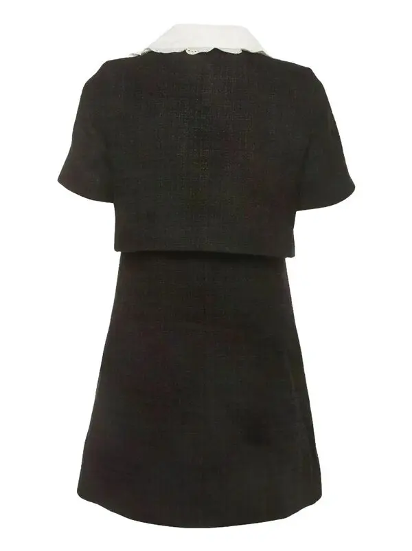 Sandro Tweed Peter Pan Collar Mini Dress - Black