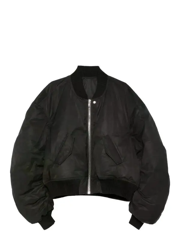 Rick Owens Secchia Flight Ruched-sleeve Bomber Jacket - Black