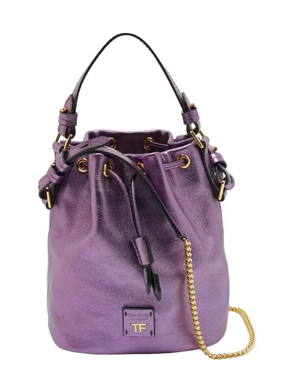 TOM FORD Metallic Drawstring Bucket Bag - Purple