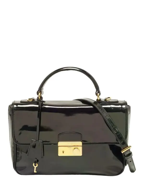 Dior Patent Leather Flap Tote Bag - Black