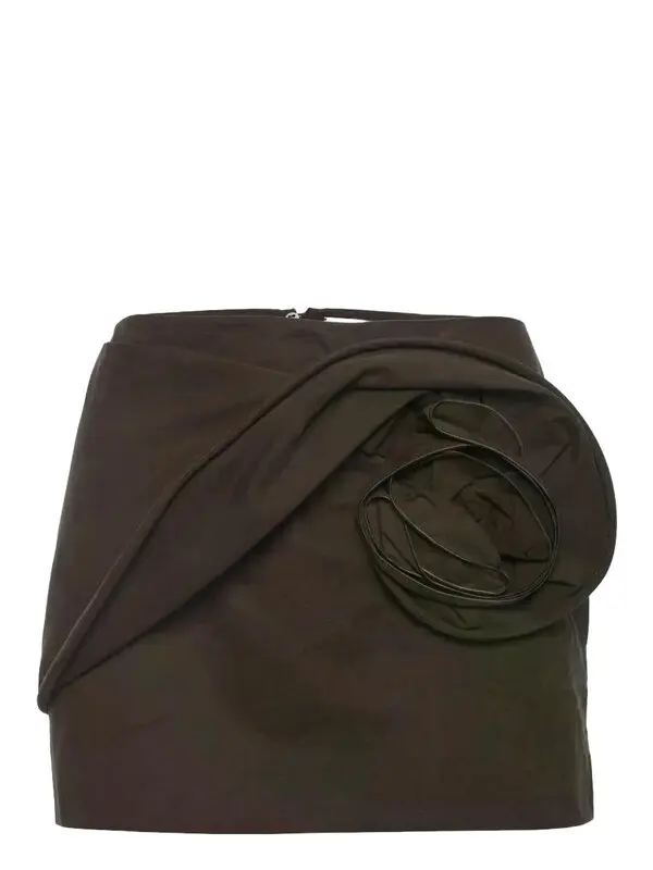 Magda Butrym Floral Appliqué Mini Skirt - Brown